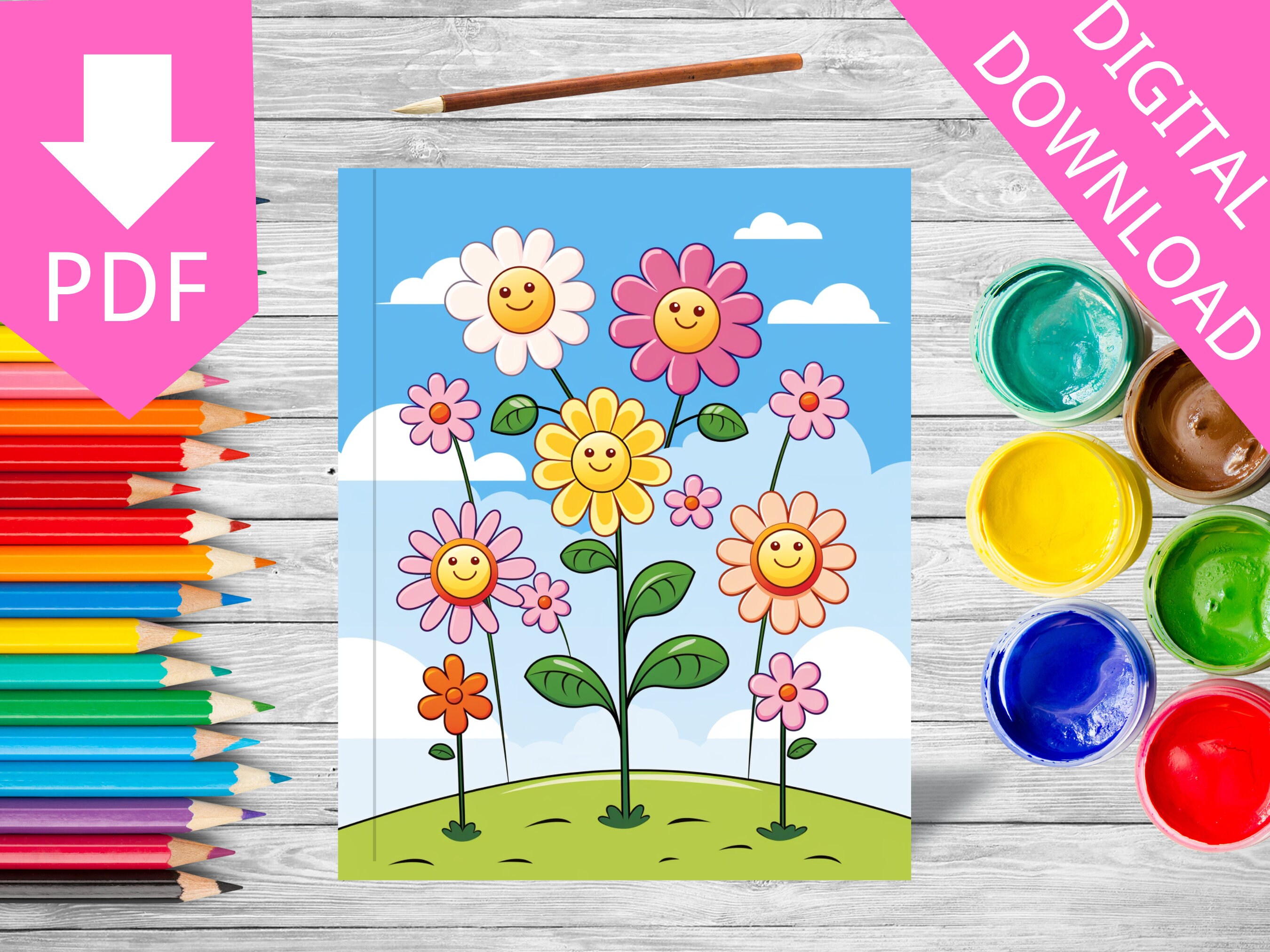 100 Cute Kawaii Flower Coloring Pages Adult and Kids Coloring Book ...