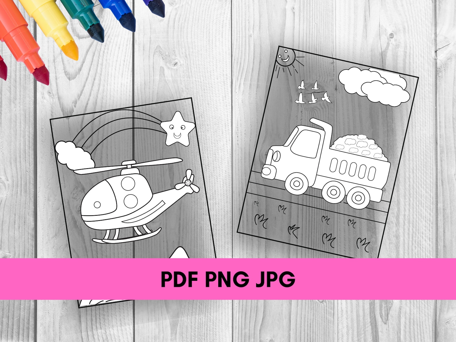 Vehicle Coloring Pages for Kids, Preschool Transportation Coloring Book ...