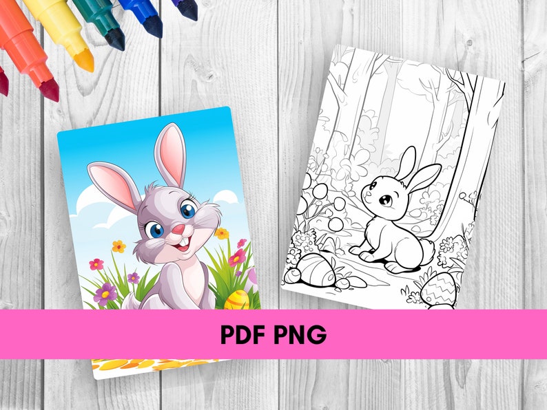 Cute Easter Bunny Coloring Pages for Kids and Adults, Spring Egg and ...