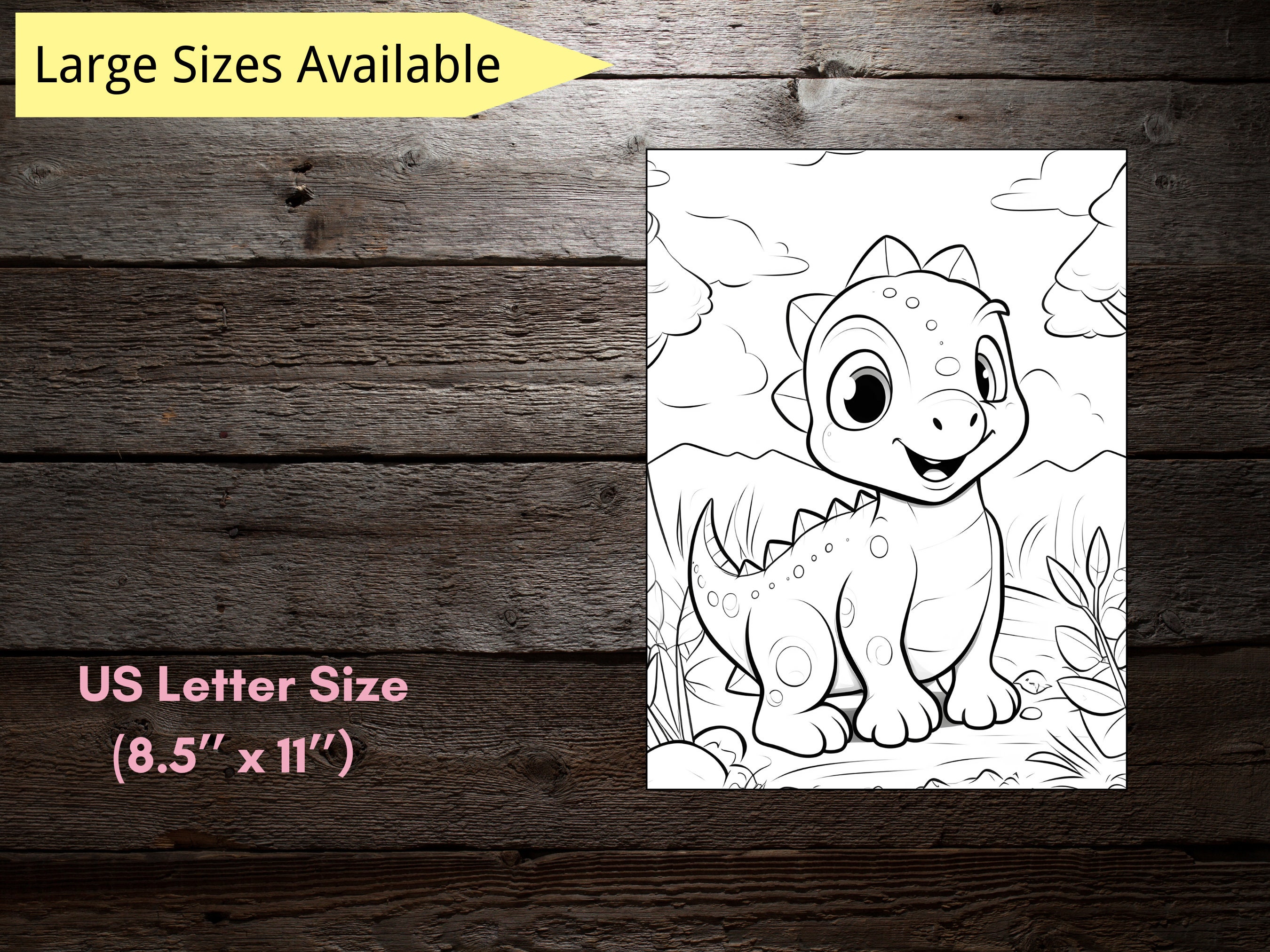 Cute Dinosaur Coloring Book for Kids, Preschool Activity Art Pages, Fun ...