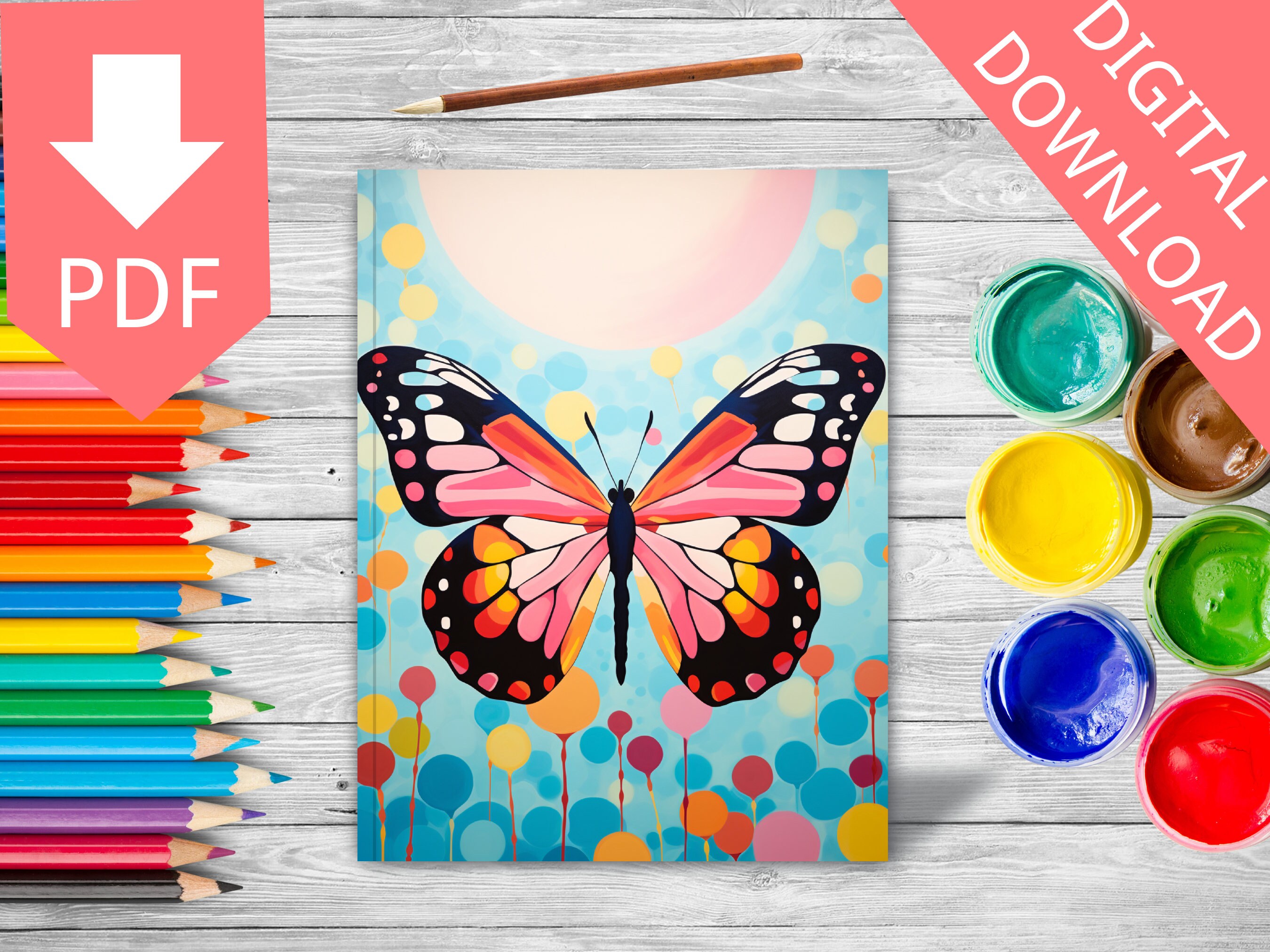 200 Butterfly Coloring Pages for Relaxation and Creativity - Instant ...