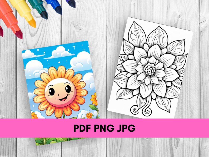 100 Cute Kawaii Flower Coloring Pages - Adult and Kids Coloring Book ...