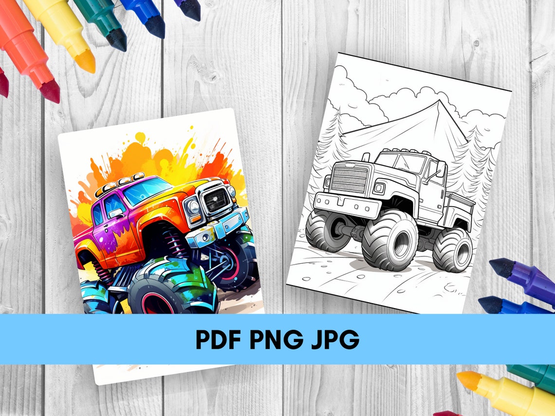 Monster Truck Coloring Pages for Kids an Adults - Monster Trucks Going ...