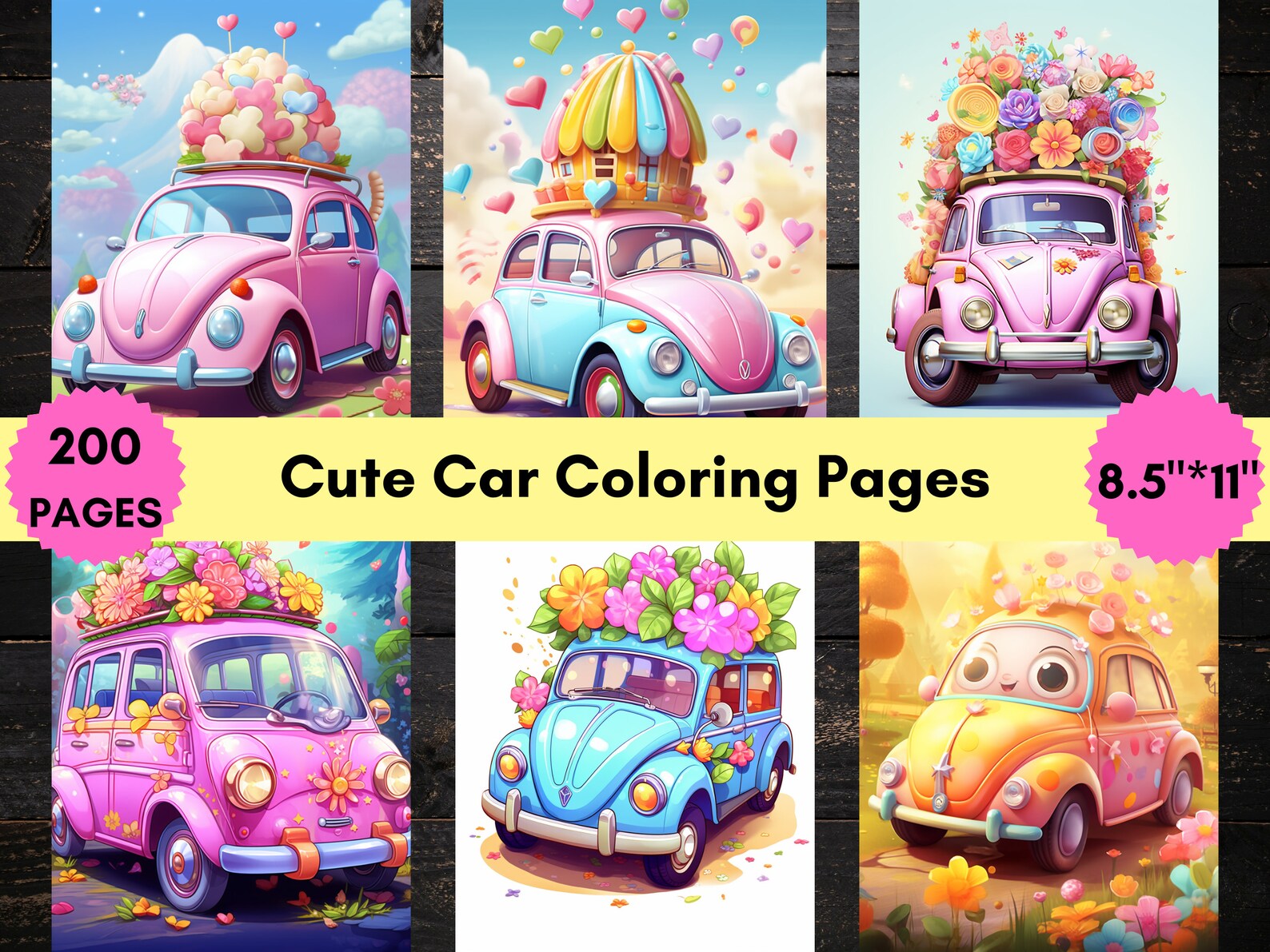 Cute Car Coloring Pages for Kids, Fun Vehicle Art Book, Cartoon Cars ...