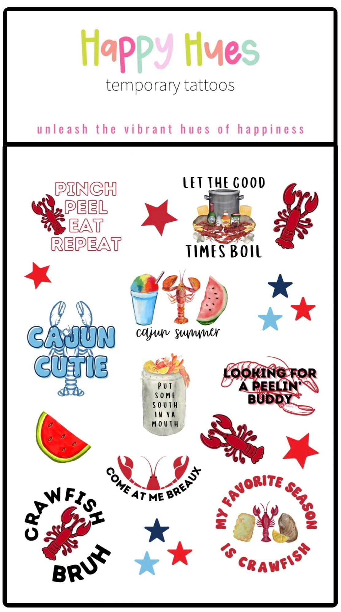 Cajun Summer Temporary Tattoos - Etsy