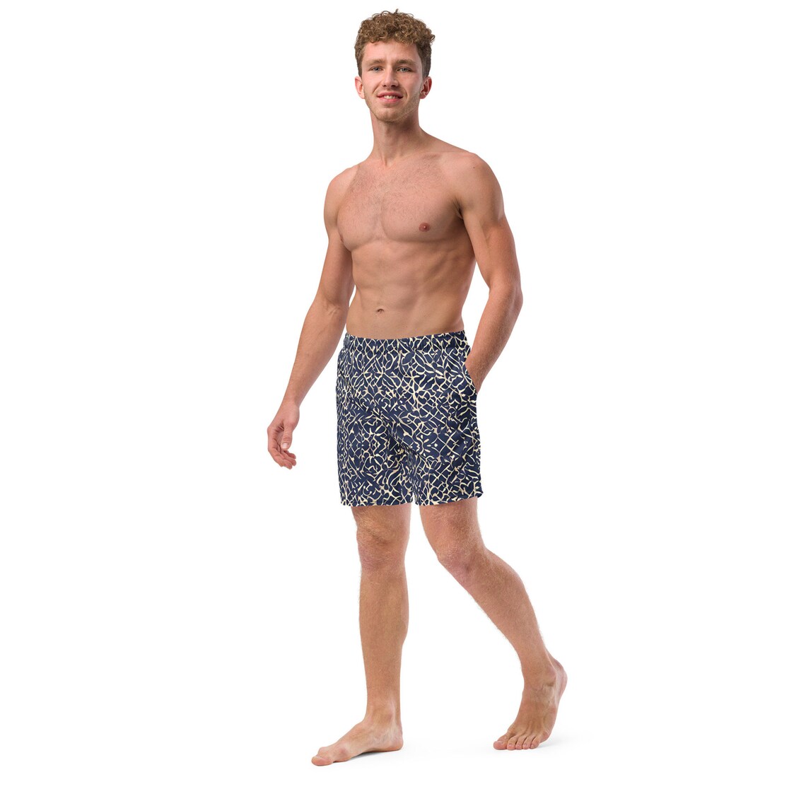 BLUE WAVE Abstract Print Men's Swim Trunks - Etsy