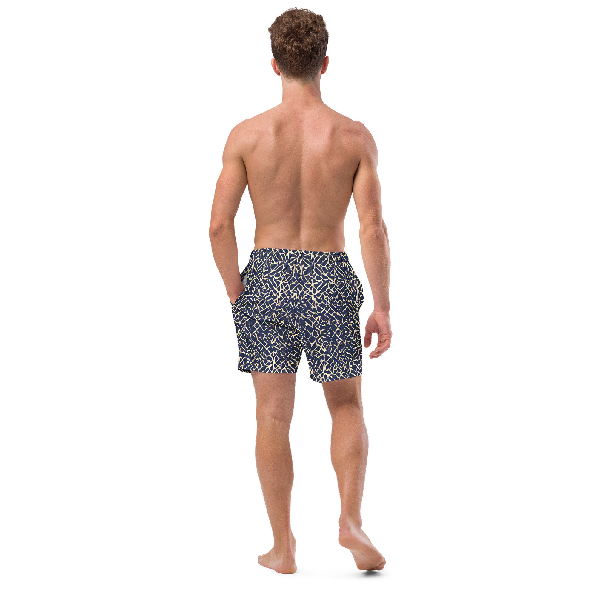 BLUE WAVE Abstract Print Men's Swim Trunks - Etsy