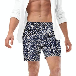BLUE WAVE Abstract Print Men's Swim Trunks - Etsy