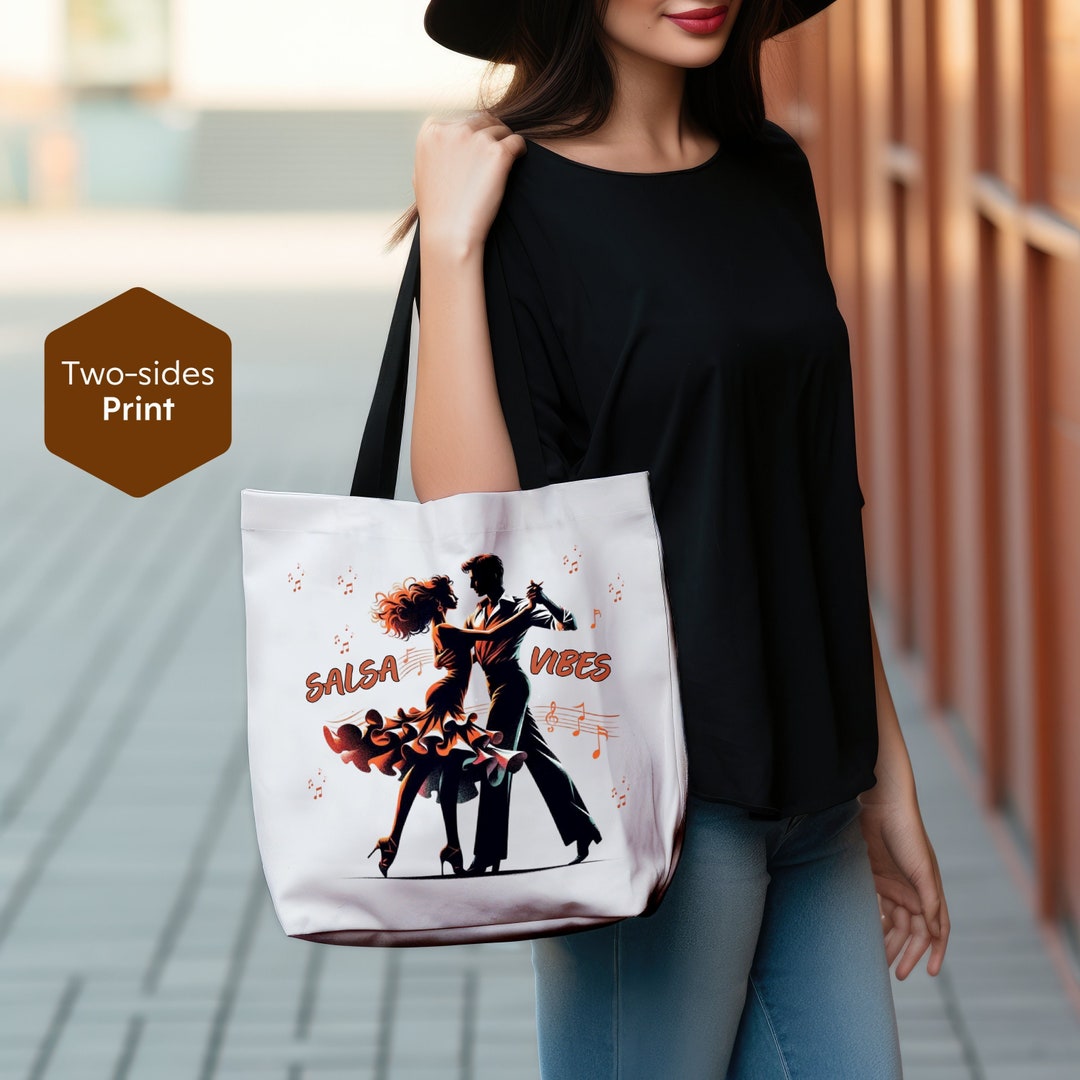 Salsa Dance Tote Bag, Eco-friendly Reusable Shopping Bag, Latin Dance ...