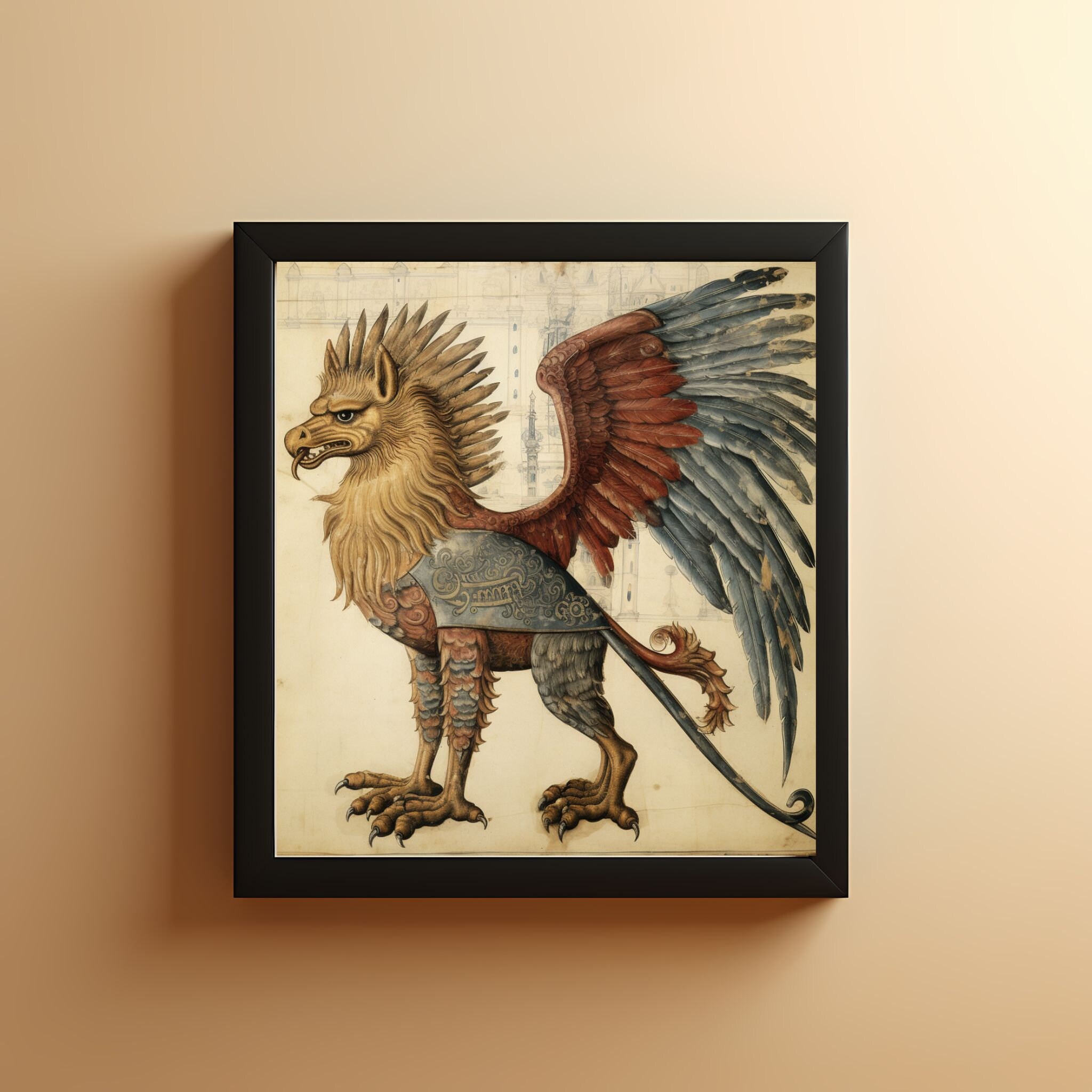 Griffon in Armor, Digital Download, Medieval Decor, Home Decor ...