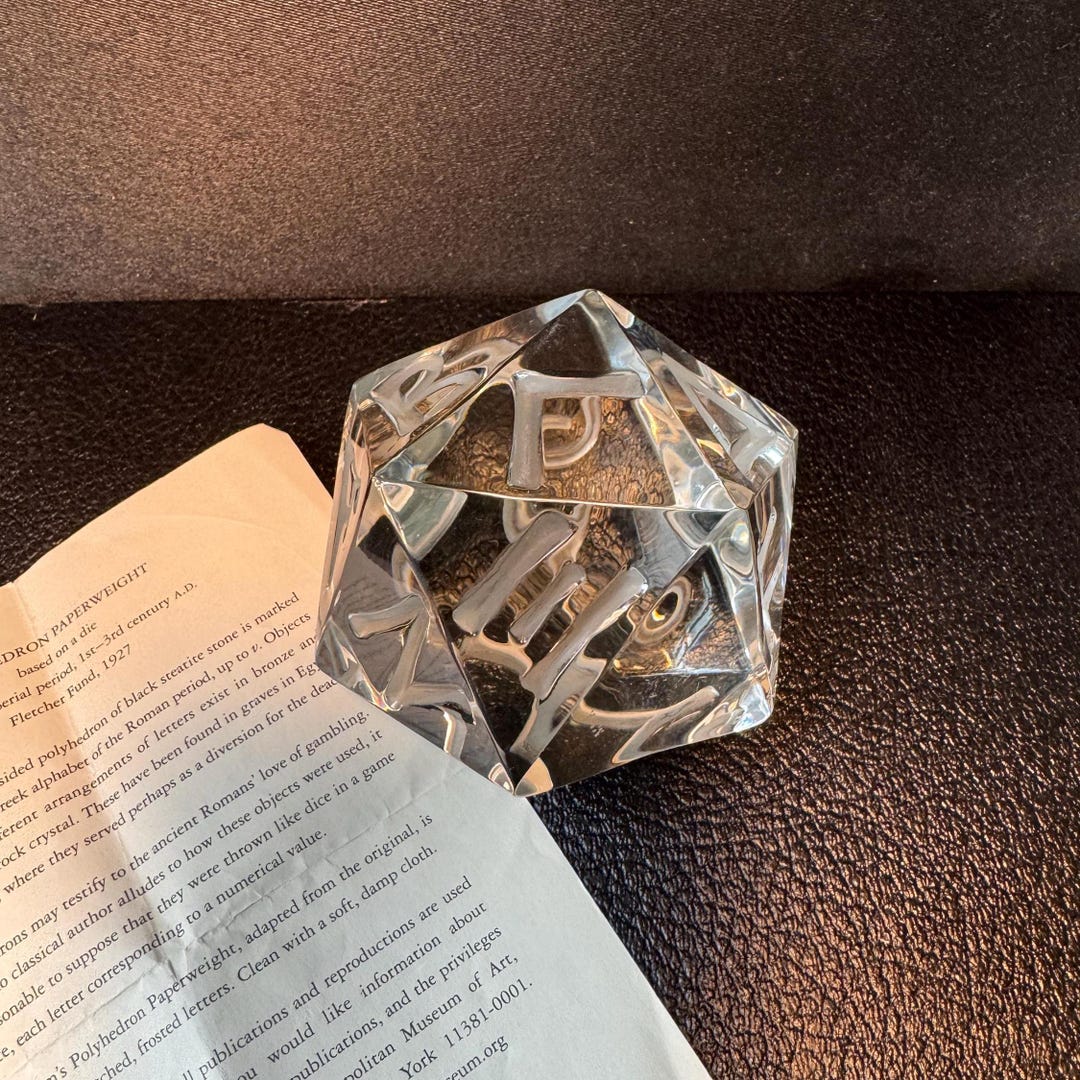 Large, Rare 20-SIDED CRYSTAL Glass Paperweight POLYHEDRON - Ancient ...