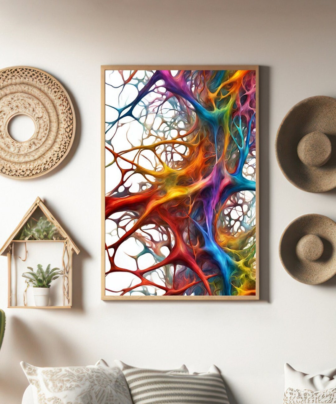 Framed Neuron Cells, Neurology Art, Abstract Nerve Synapse, Poster ...