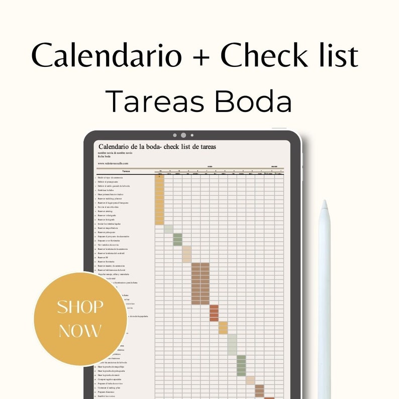 Calendario y check list de las tareas de la boda - Etsy España