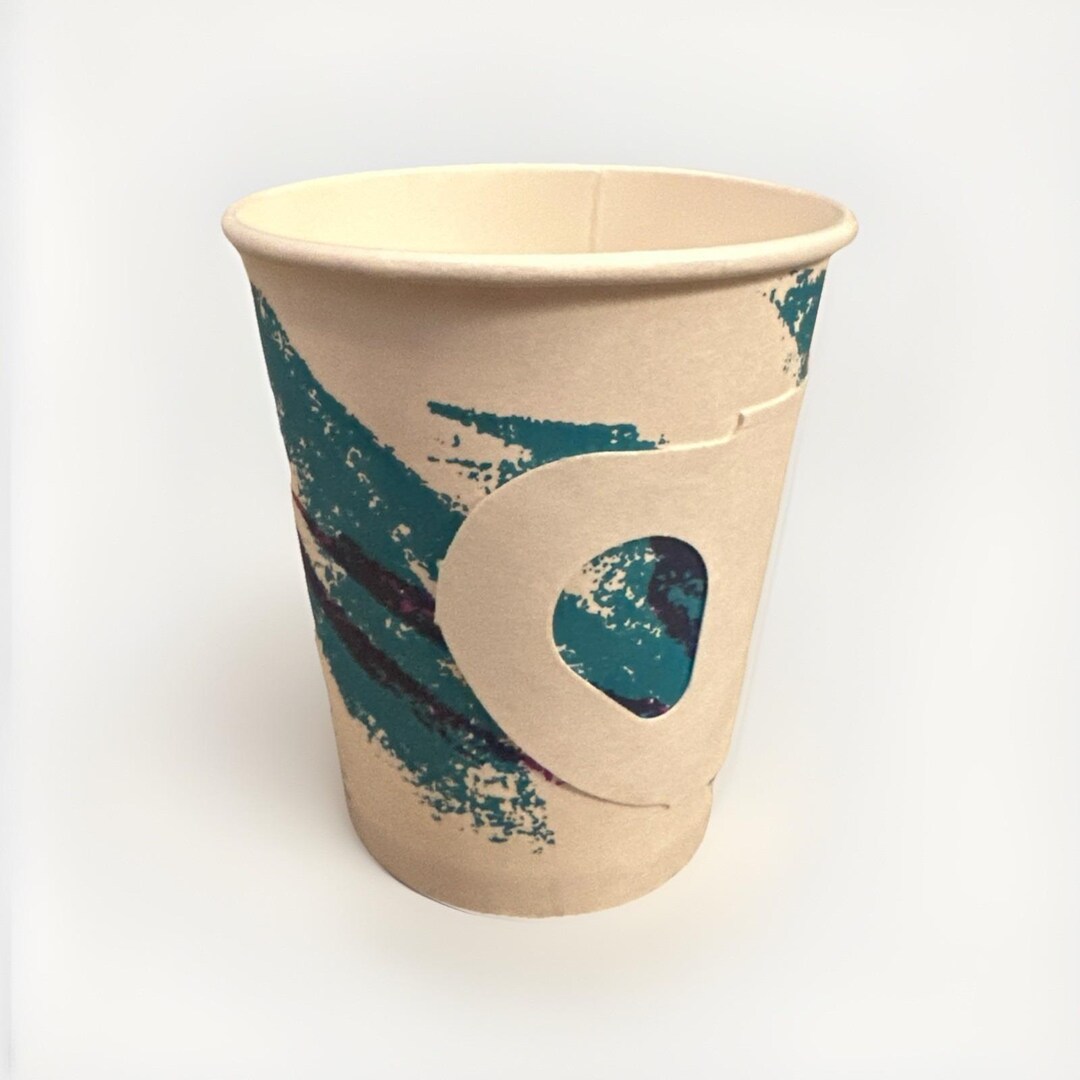 1990s Jazz Pattern Paper Hot Cups 8oz W/ Handles Teal Purple – Vintage ...