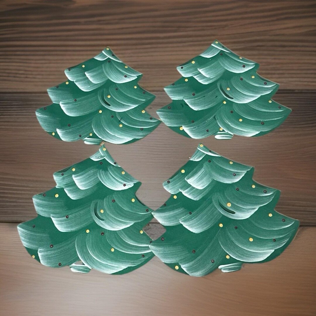 Carol Shiber Artables Hand Painted Christmas Tree Place Mats Set of 4 ...