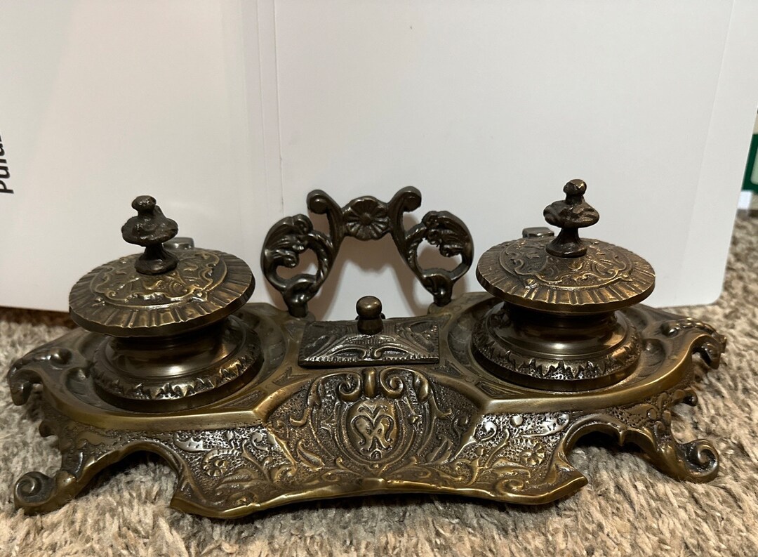 Antique Bronze, Double Inkwell - Etsy