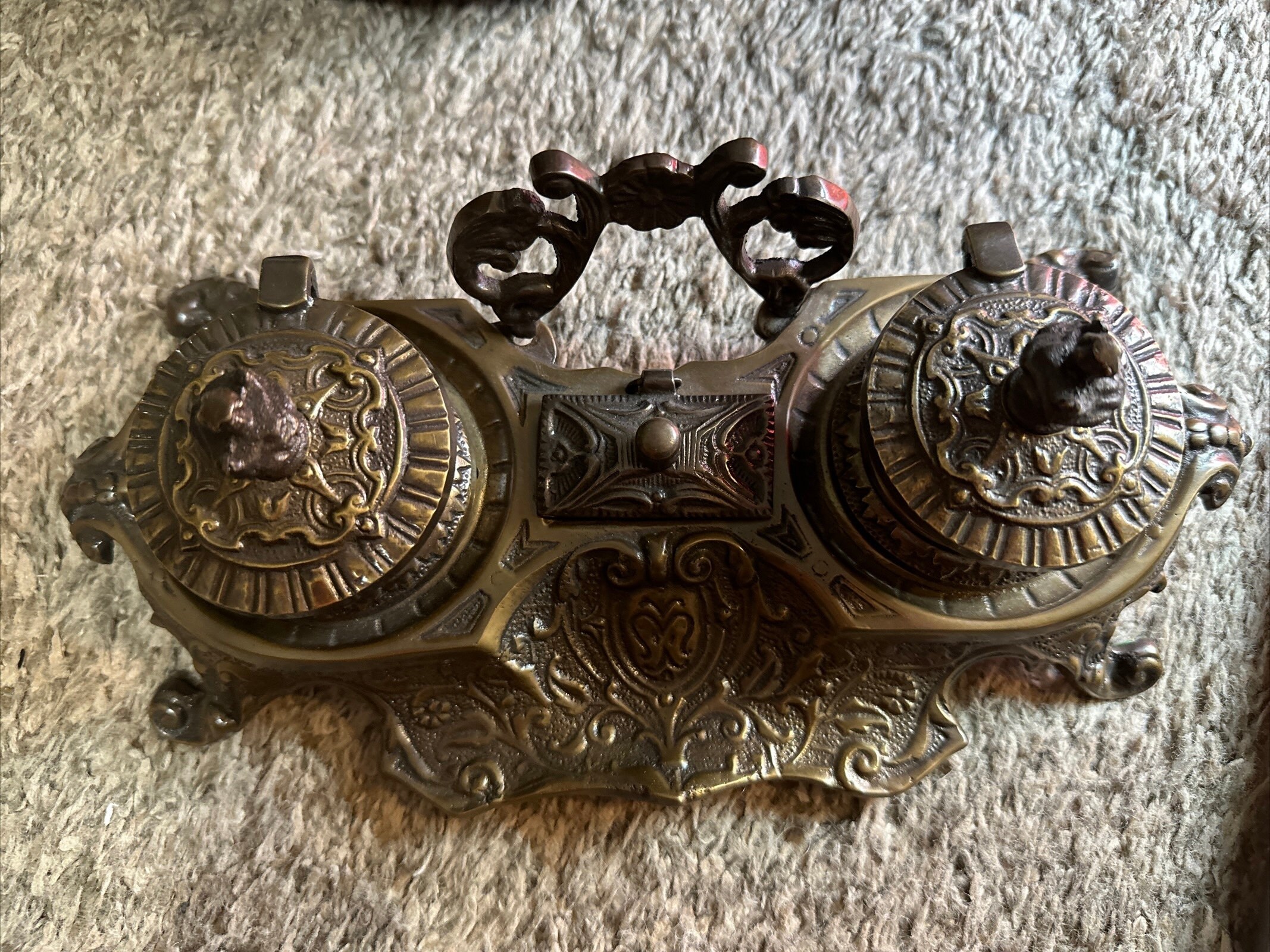 Antique Bronze, Double Inkwell - Etsy