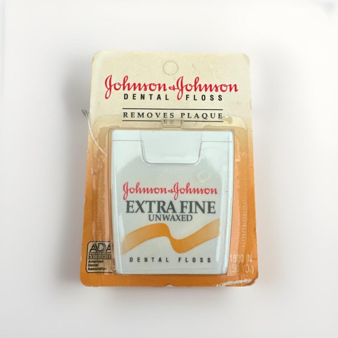 Vintage Johnson & Johnson Dental Floss Extra Fine Unwaxed 1991 New ...