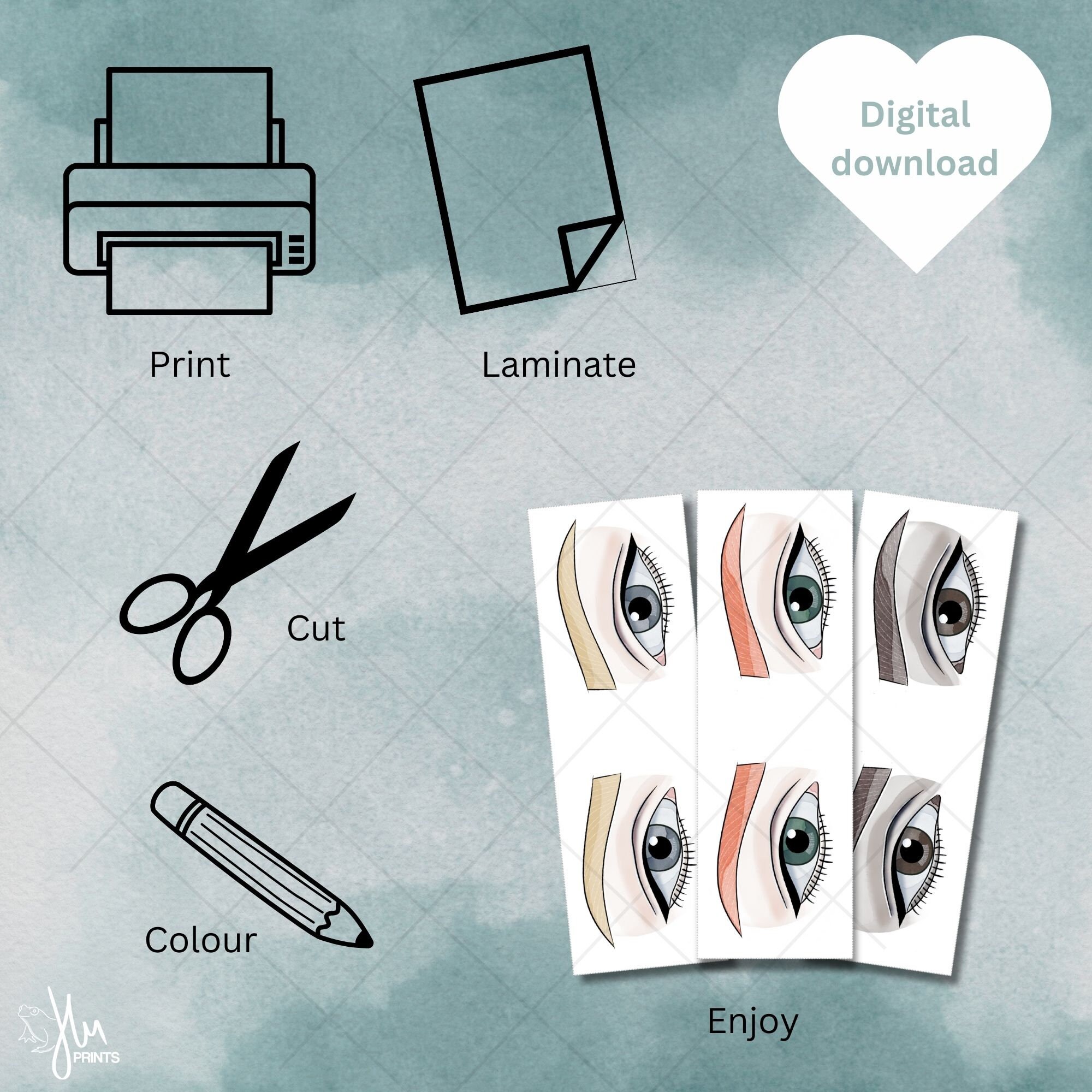 Printable Watercolour Eye Bookmarks Print Colouring Coloring Eye Sheet ...