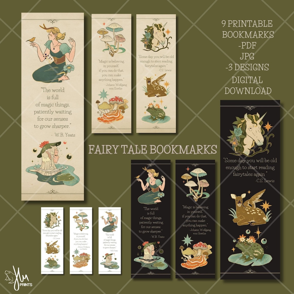 Printable Fairy Tale Bookmark Vintage Fantasy Bookmark Mythical ...