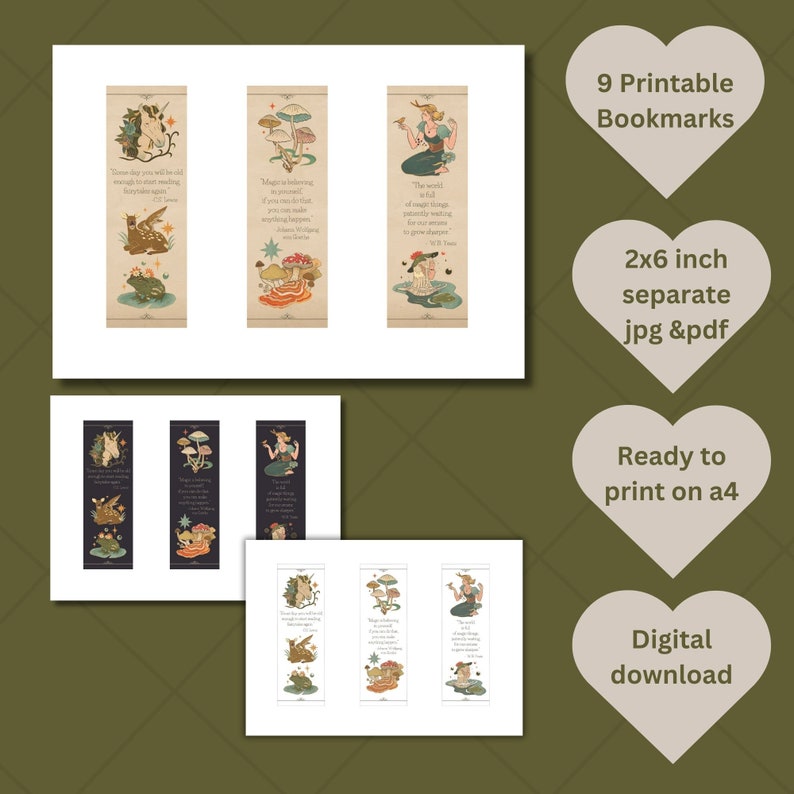 Printable Fairy Tale Bookmark Vintage Fantasy Bookmark Mythical ...