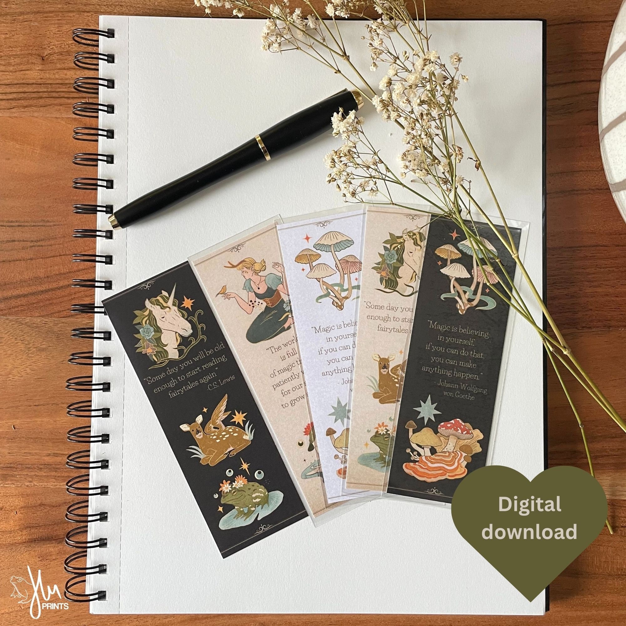 Printable Fairy Tale Bookmark Vintage Fantasy Bookmark Mythical ...