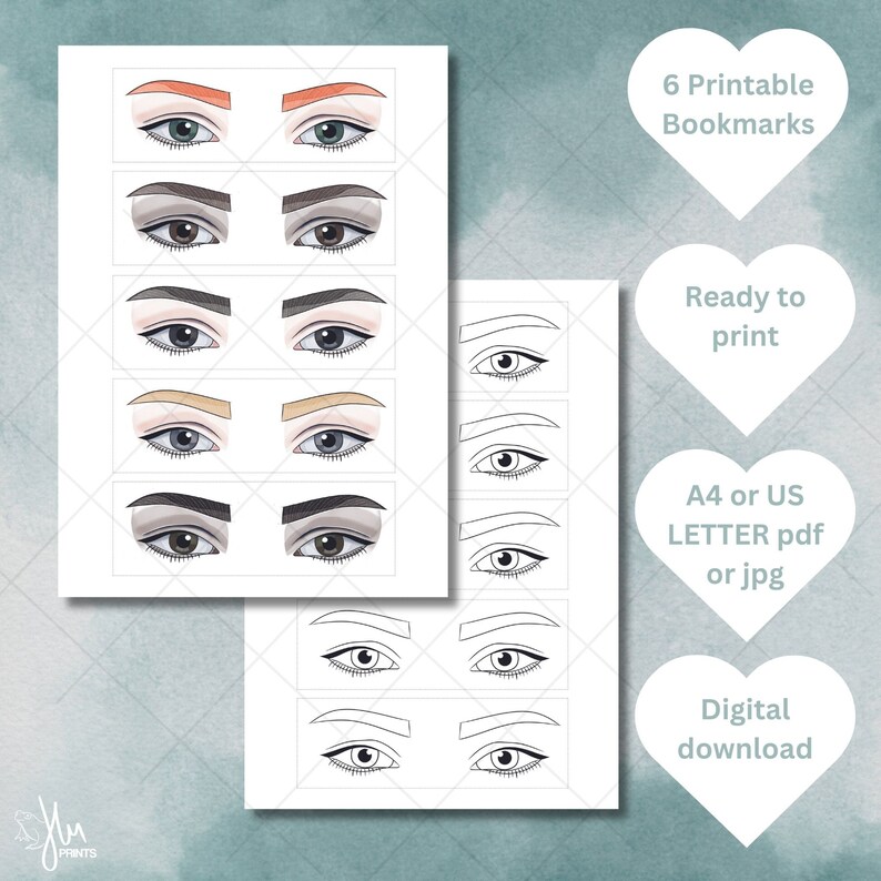 Printable Watercolour Eye Bookmarks Print Colouring Coloring Eye Sheet ...