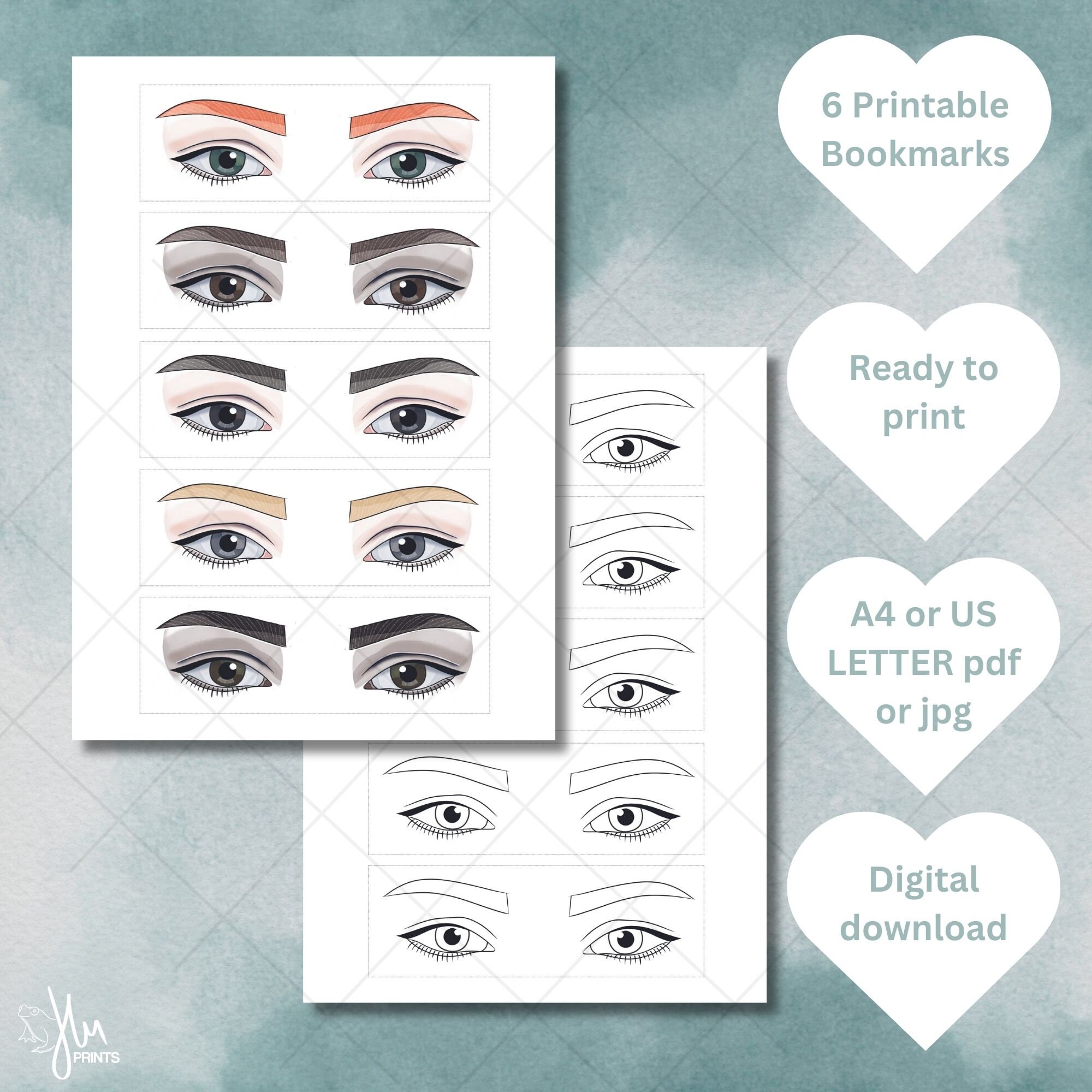 Printable Watercolour Eye Bookmarks Print Colouring Coloring Eye Sheet ...