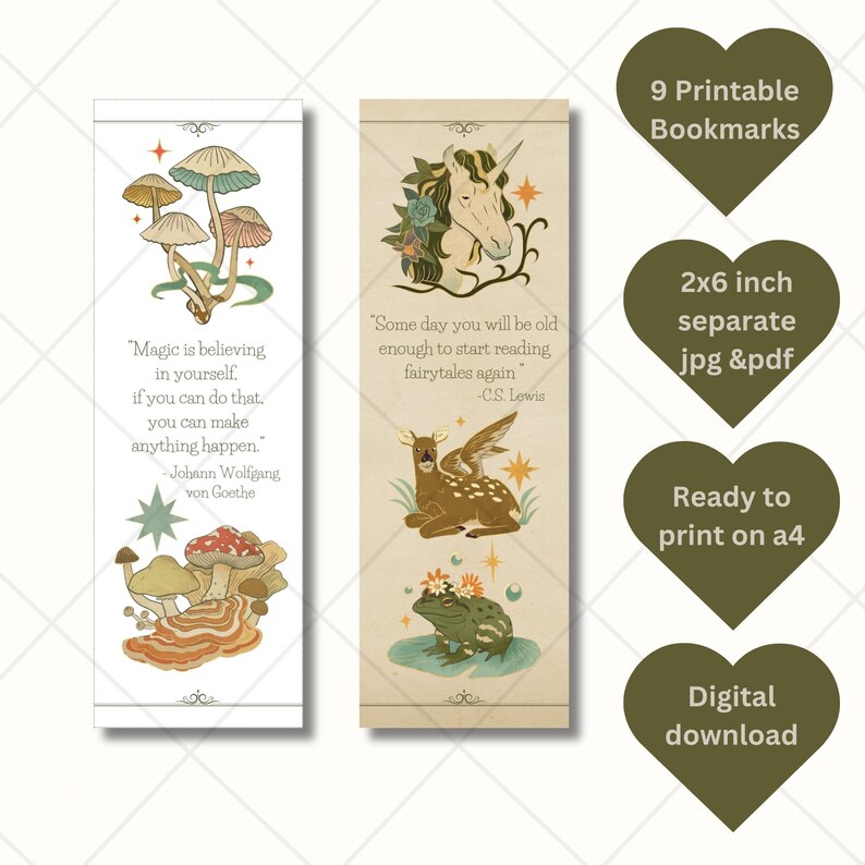 Printable Fairy Tale Bookmark Vintage Fantasy Bookmark Mythical ...