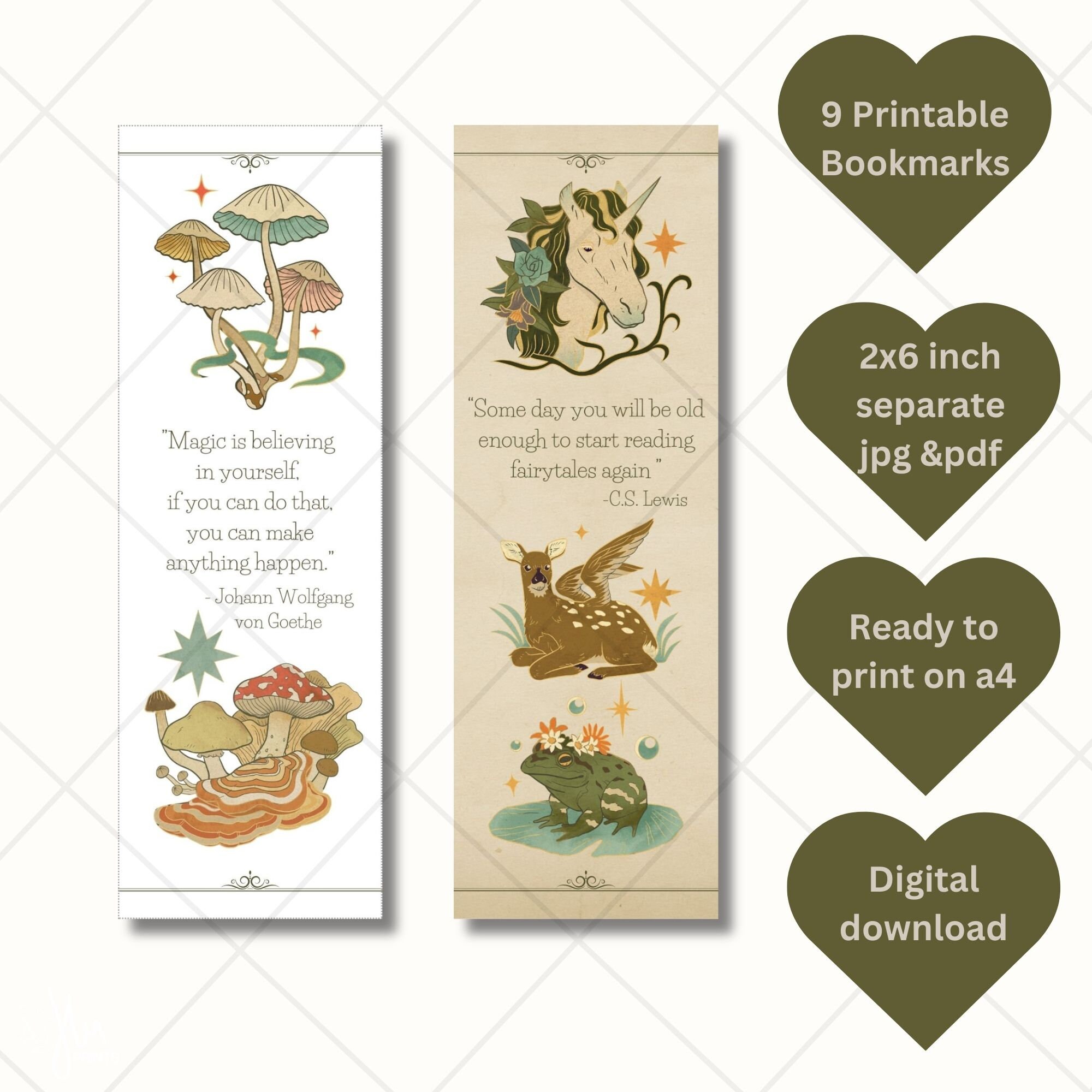 Printable Fairy Tale Bookmark Vintage Fantasy Bookmark Mythical ...