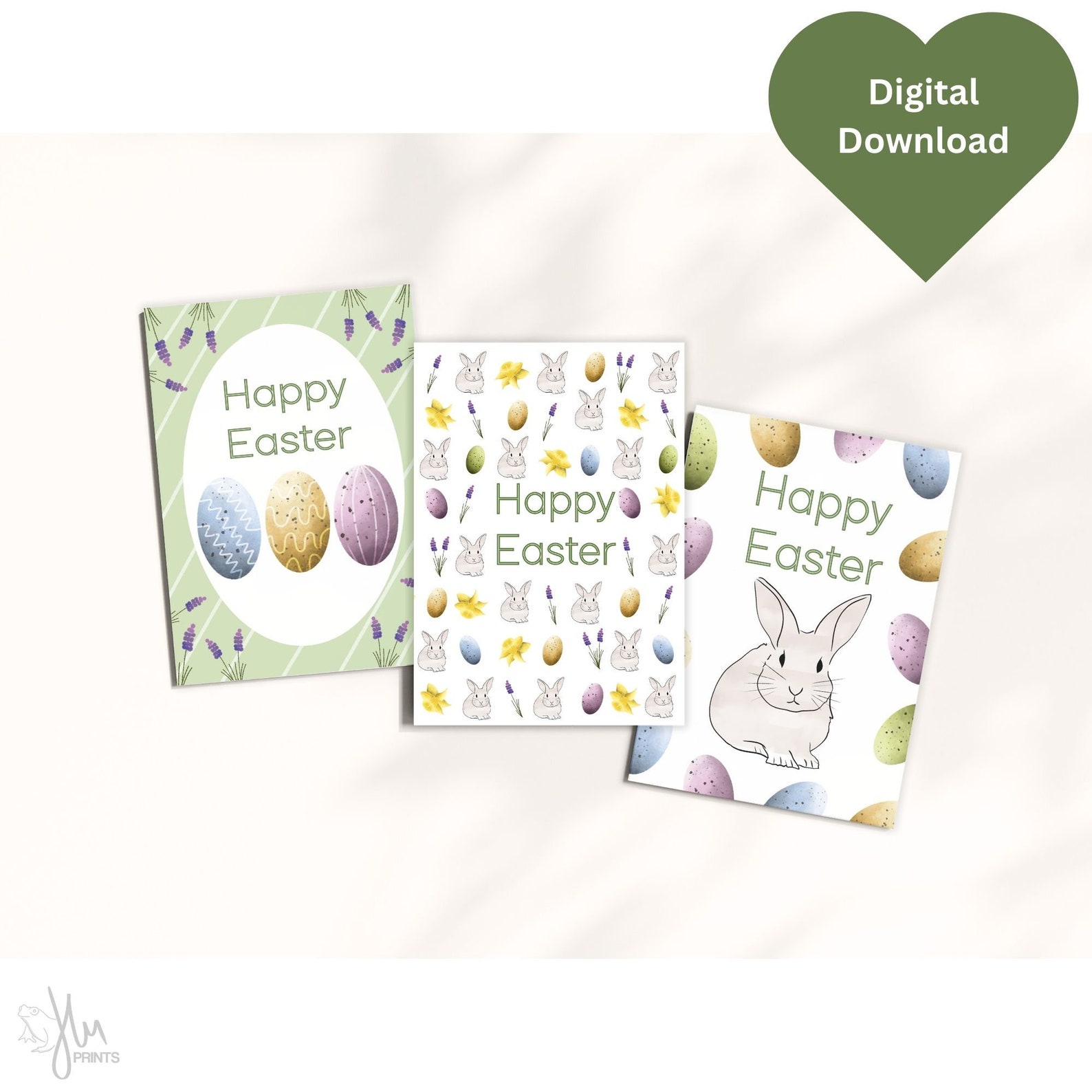 Printable Easter Card Bundle 4 Happy Easter Cards Print at Home ...