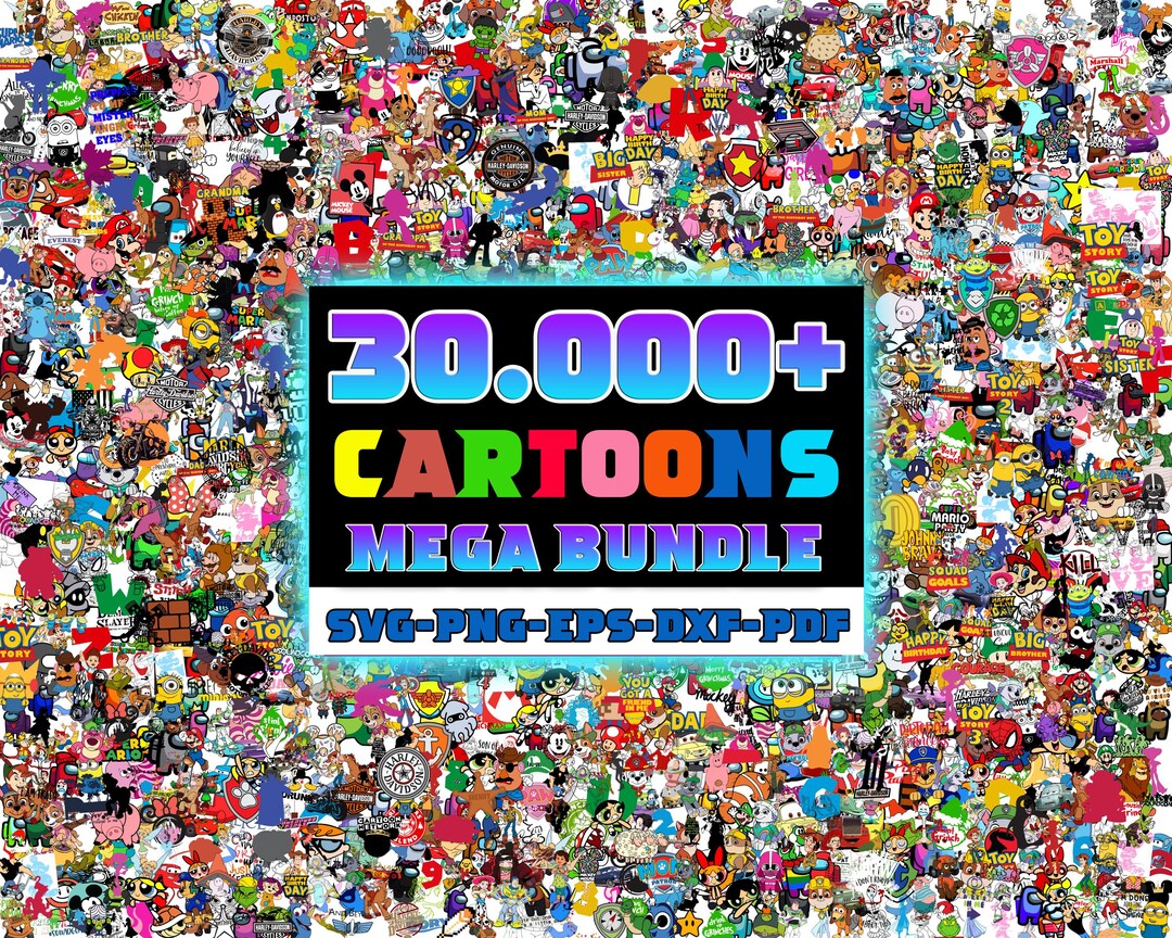 30.000 Cartoon Mega Bundle, Cartoon Svg, Cartoon Png, Cartoon ...
