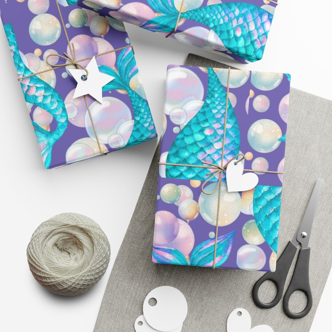 Mermaid Tails With Bubbles in an Ocean Theme Gift Wrap Papers - Etsy