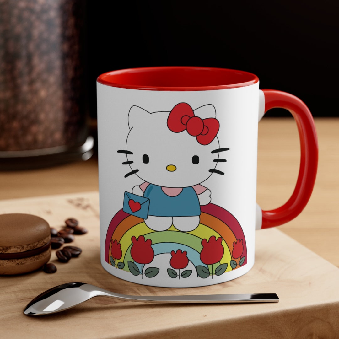 Kawaii Rainbow Kitty Mug, Hello Kitty Coffee Mug, HK Travel Mug, HK Cup ...