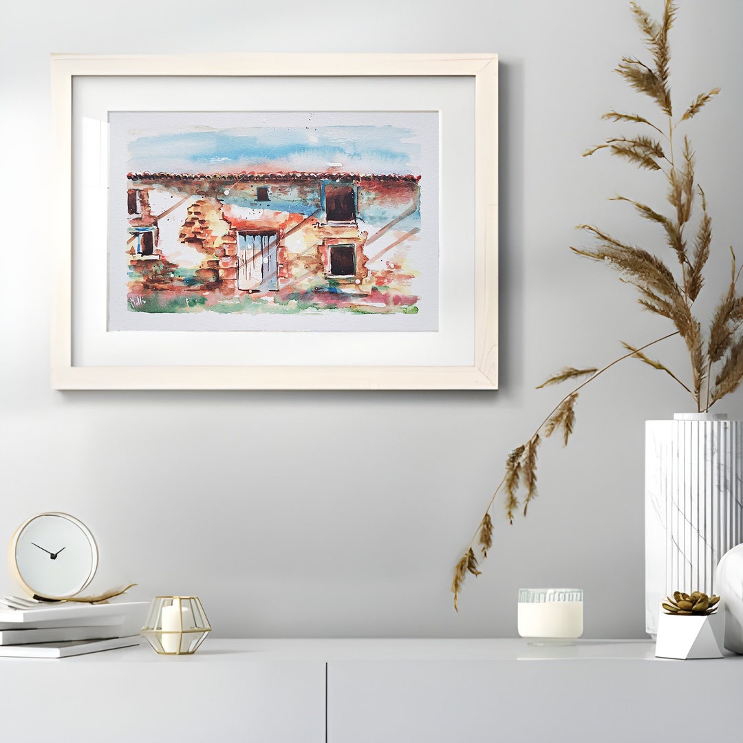 Aquarelle Mur Village Marocain - Etsy