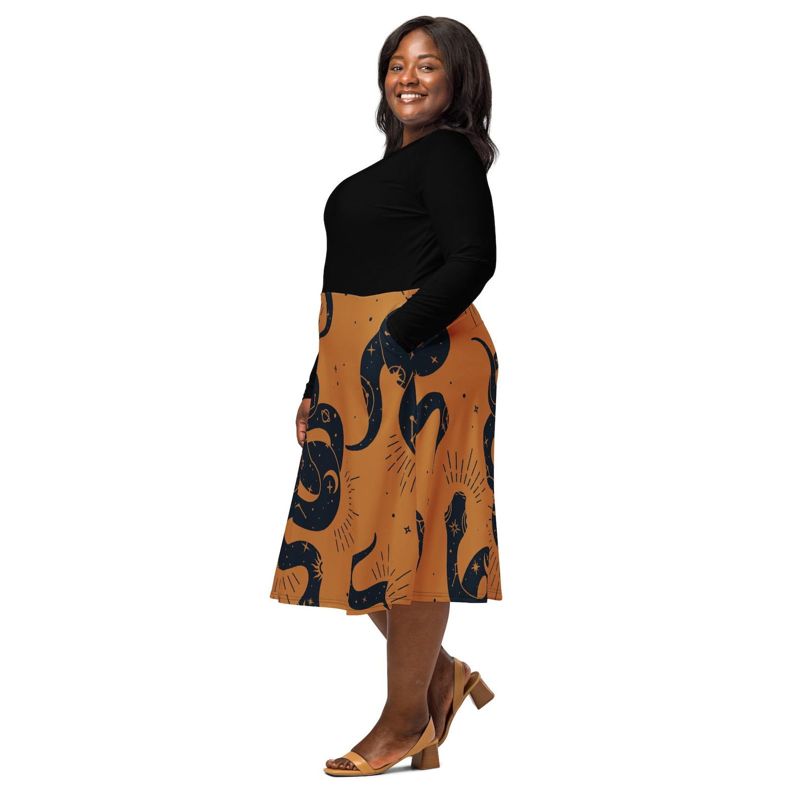 Serpent Ritual Midi Dress – Long Sleeve Magic in Motion (XXS-6XL) - Etsy