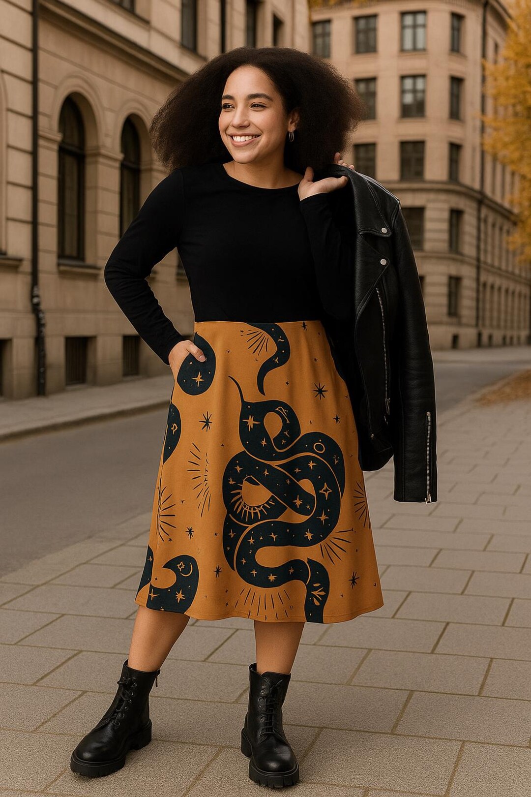 Serpent Ritual Midi Dress – Long Sleeve Magic in Motion (XXS-6XL) - Etsy