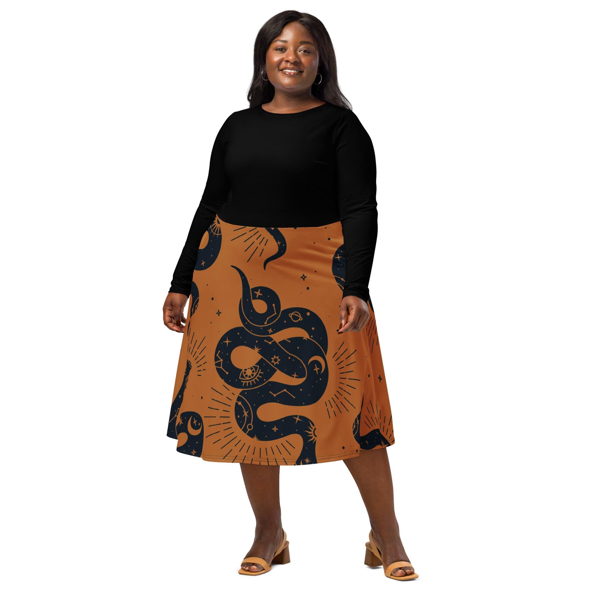 Serpent Ritual Midi Dress – Long Sleeve Magic in Motion (XXS-6XL) - Etsy