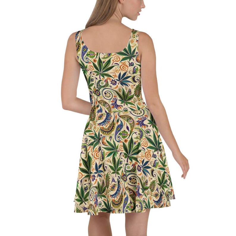 420 Paisley Skater Dress, Cannabis Leaf Psychedelic Dress, Trippy Weed ...
