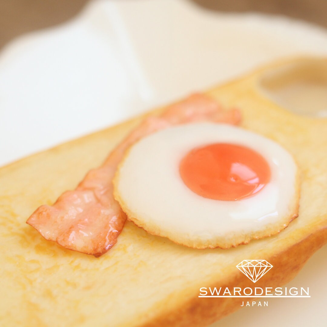 Cute Bacon Egg Toast iPhone Case Decoden Polymer Clay Handmade Custom ...