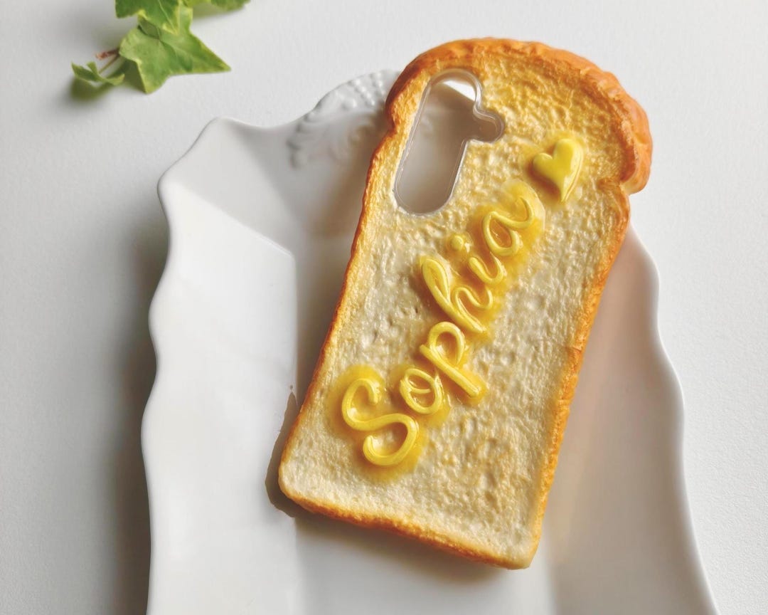 Custom Name Butter Toast iPhone Case Decoden Polymer Clay Handmade ...