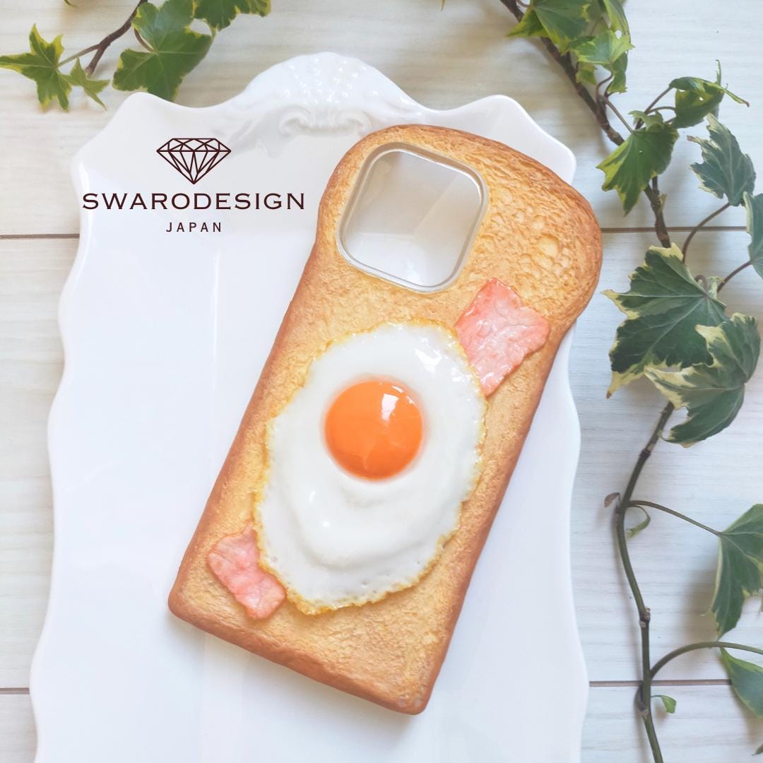 Cute Bacon Egg Toast iPhone Case Decoden Polymer Clay Handmade Custom ...
