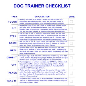 Dog Training Checklist PDF | Step-by-step Guide for Beginner Commands ...