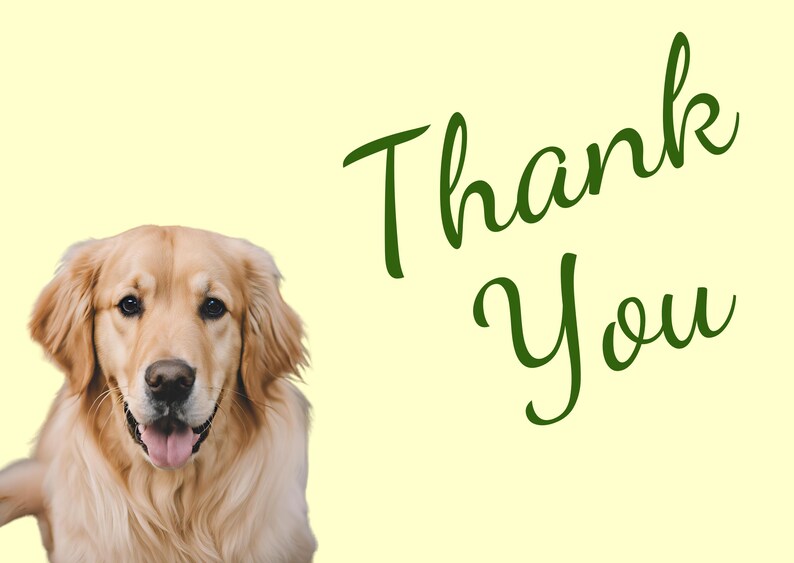 Printable Thank You Card PDF | Golden Retriever Design | Instant ...