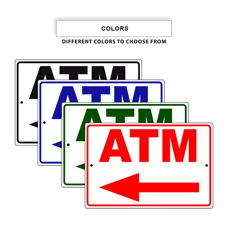 ATM With Left Arrow Metal Sign Retail Store Hotel Bank Road Street Home ...