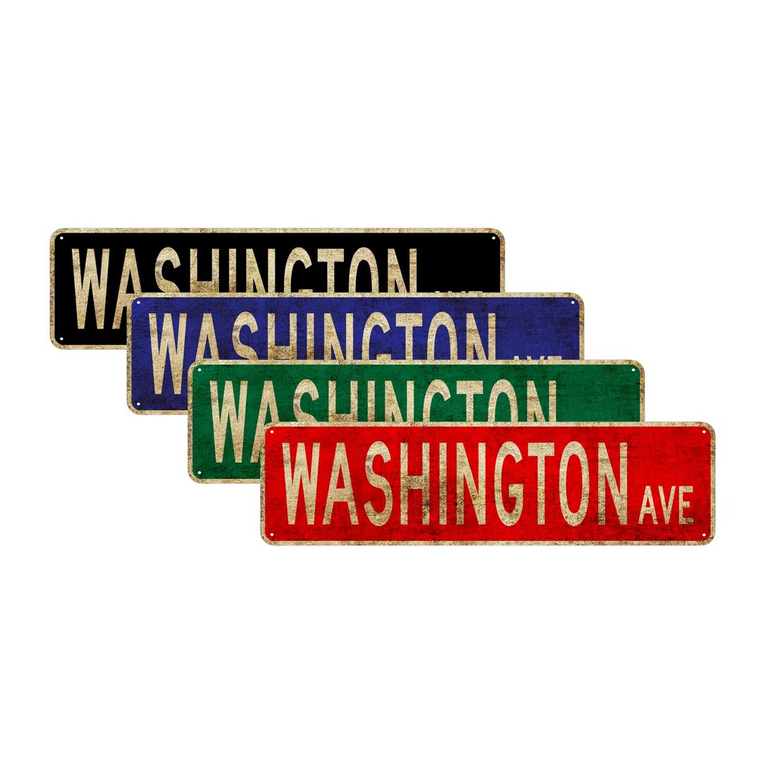 Washington Ave Street Sign Retro Rustic Vintage Sign for Man Cave Bar ...