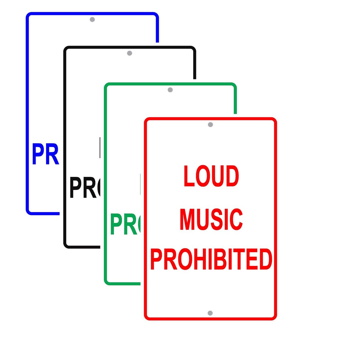 Loud Music Prohibited Metal Sign Neighborhood Street Home Wall Décor ...
