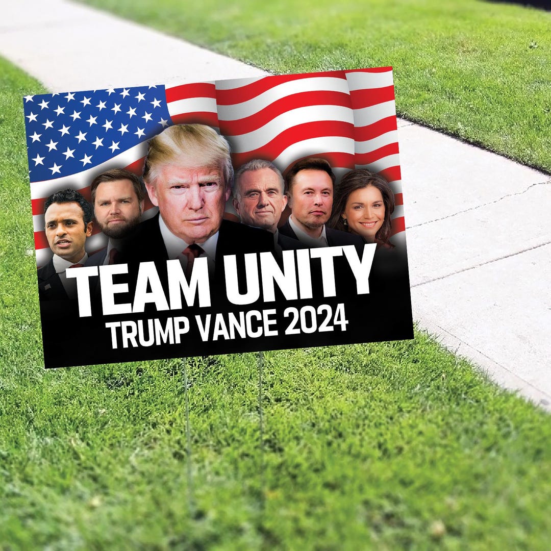 Team Unity Trump Vance Yard Sign Trump 47th President Presidential ...