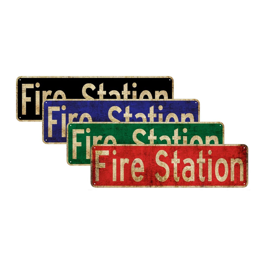 Fire Station Street Sign Retro Rustic Vintage Sign for Man Cave Bar ...
