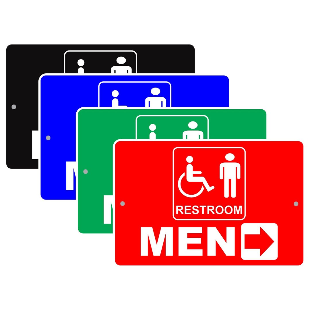 Restroom Men With Right Arrow Metal Sign Hotels Public Restroom Outdoor ...
